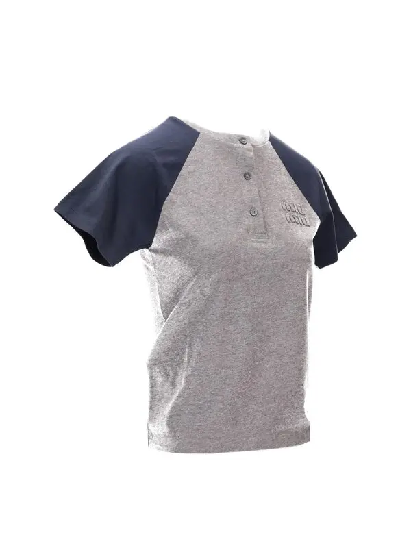 Miu Miu Two-toned Crewneck T-shirt - Gray