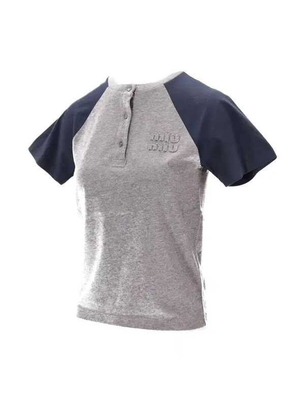 Miu Miu Two-toned Crewneck T-shirt - Gray
