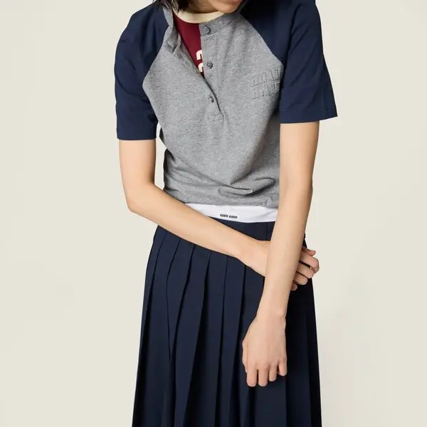 Miu Miu Two-toned Crewneck T-shirt - Gray