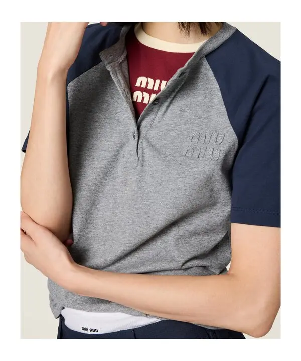 Miu Miu Two-toned Crewneck T-shirt - Gray