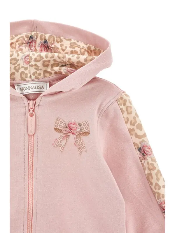 Monnalisa Leopard & Floral Print Hoodie