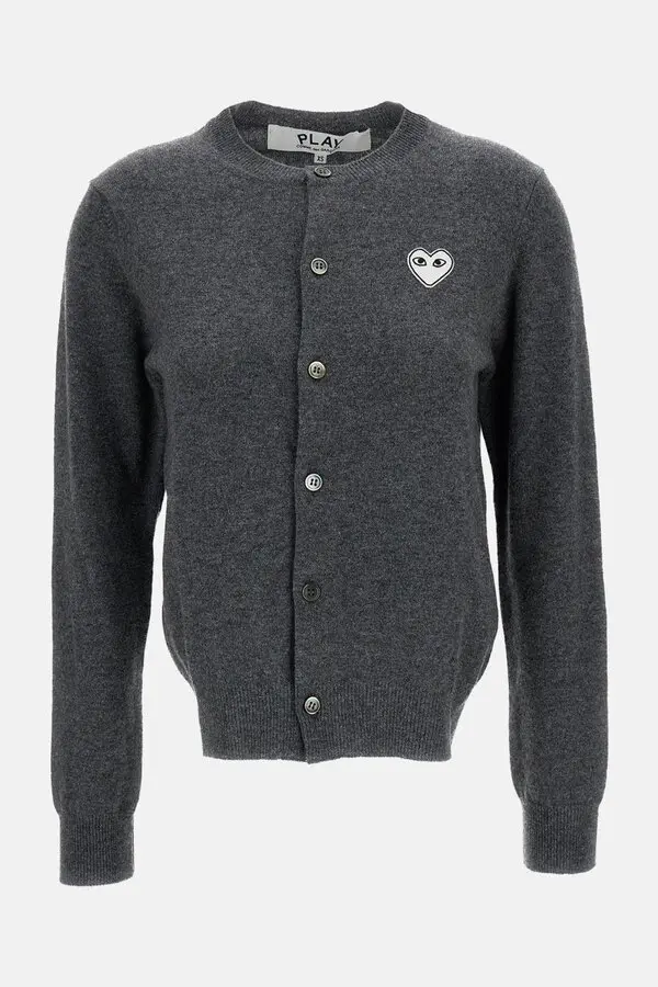 Play Comme Des Garcon Cardigan Girocollo White Heart Emblem