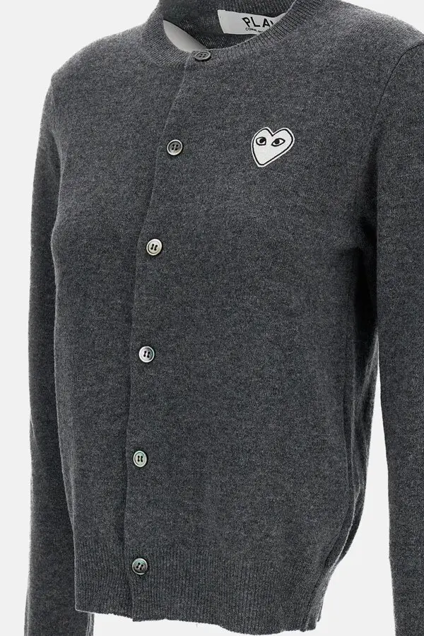 Play Comme Des Garcon Cardigan Girocollo White Heart Emblem