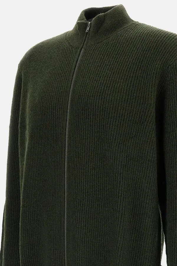 LES DEUX Cotton Rib Knit Zip-up Cardigan - Green