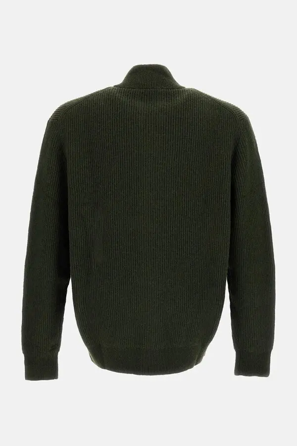 LES DEUX Cotton Rib Knit Zip-up Cardigan - Green