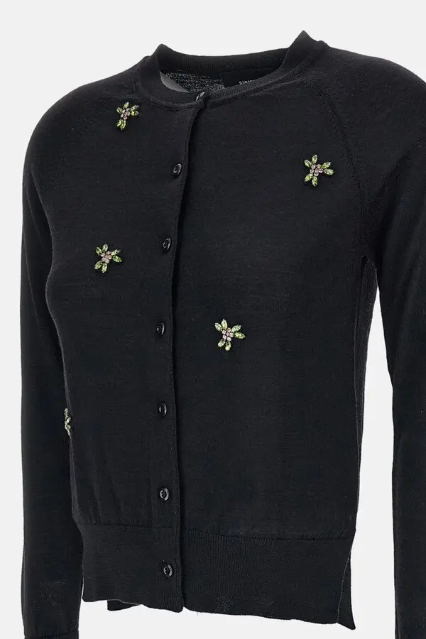 Simone Rocha Cardigan In Lana Merino E Seta Con Applicazioni