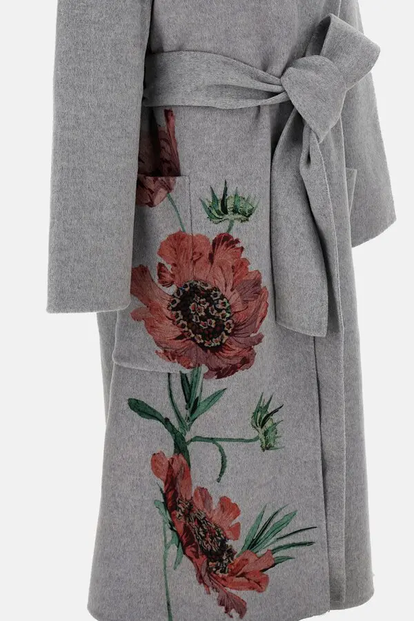 Erdem Cappotto In Doppia Lana Con Stampa Floreale
