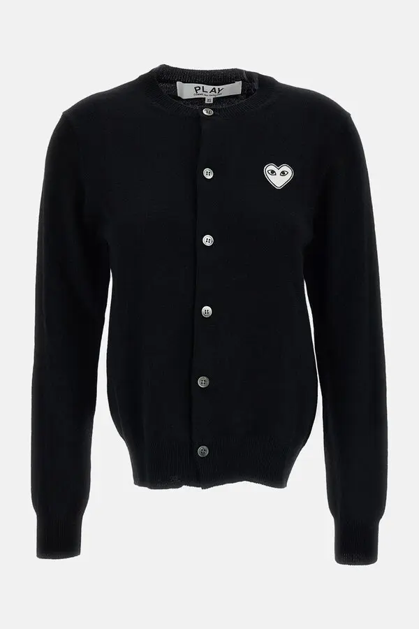 Play Comme Des Garcon Cardigan Girocollo White Heart Emblem