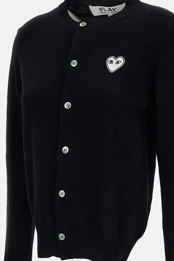 Play Comme Des Garcon Cardigan Girocollo White Heart Emblem