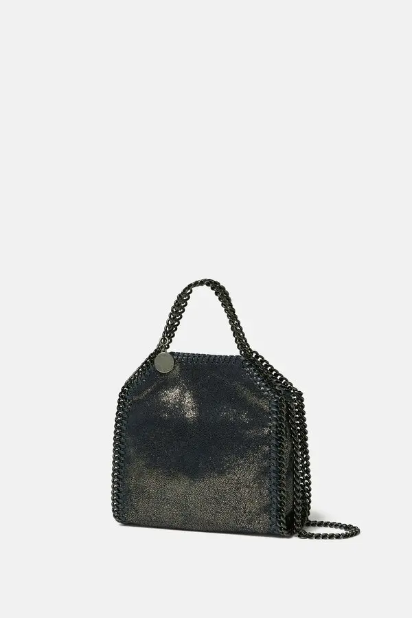 Stella McCartney Borsa Falabella Tiny Tote Eco Shiny Dotted Chamois - Blu