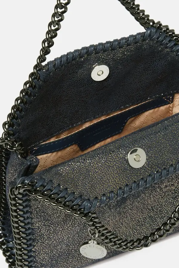 Stella McCartney Borsa Falabella Tiny Tote Eco Shiny Dotted Chamois - Blu