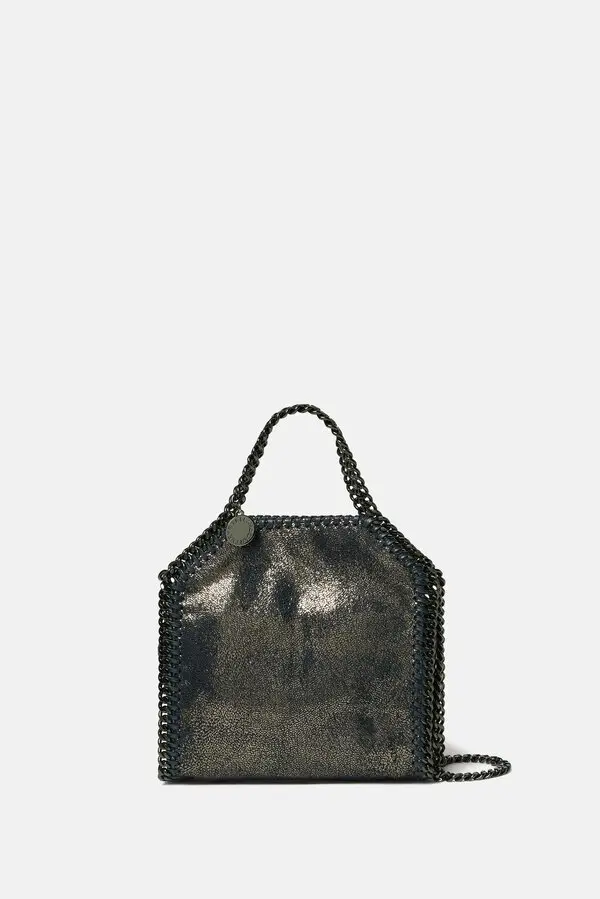 Stella McCartney Borsa Falabella Tiny Tote Eco Shiny Dotted Chamois - Blu