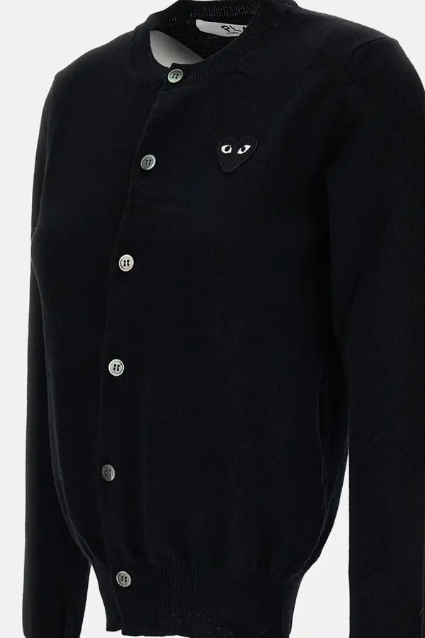 Play Comme Des Garcon Knockout Crew Neck Cardigan - Black