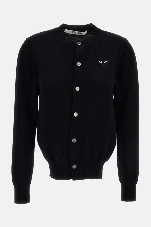 Play Comme Des Garcon Cardigan Girocollo Black Emblem