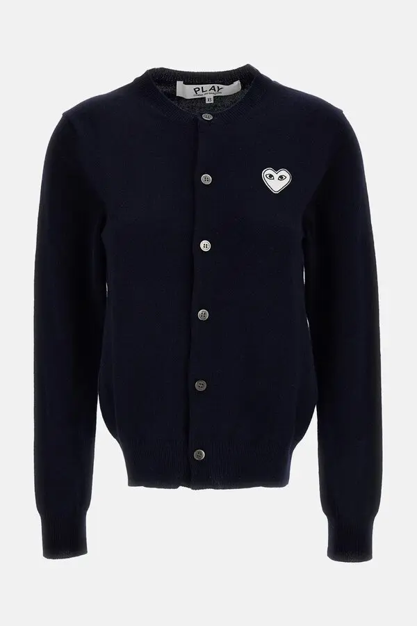 Play Comme Des Garcon Cardigan Girocollo White Heart Emblem