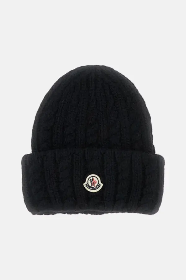 Moncler Chunky Knit Beanie - Black