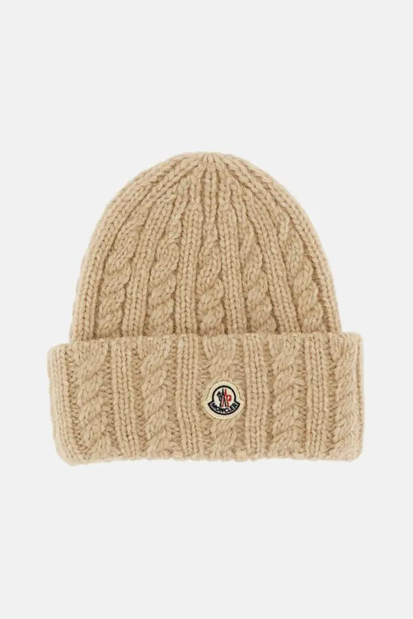 Moncler Cable Knit Beanie - Beige