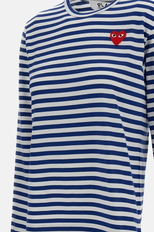 Play Comme Des Garcon T-shirt A Righe Con Logo Cuore Rosso