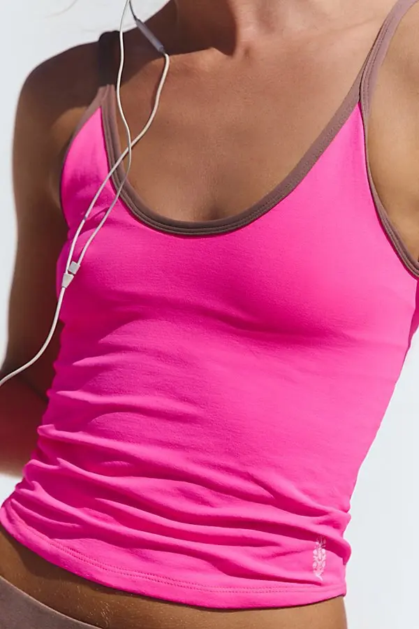 Free People Good Karma Seamless Tank Top - Hot Pink Combo
