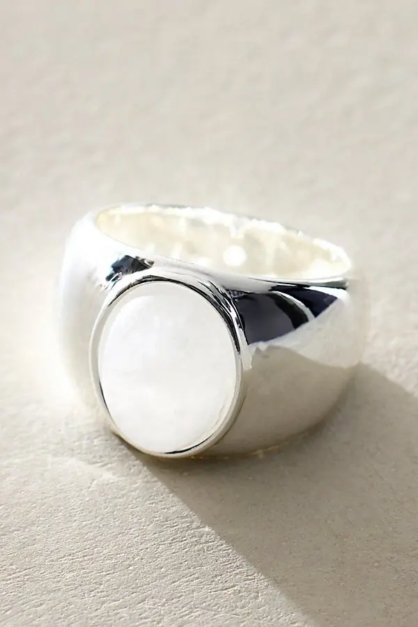 Free People Glow Stone Ring - Silver/moonstone