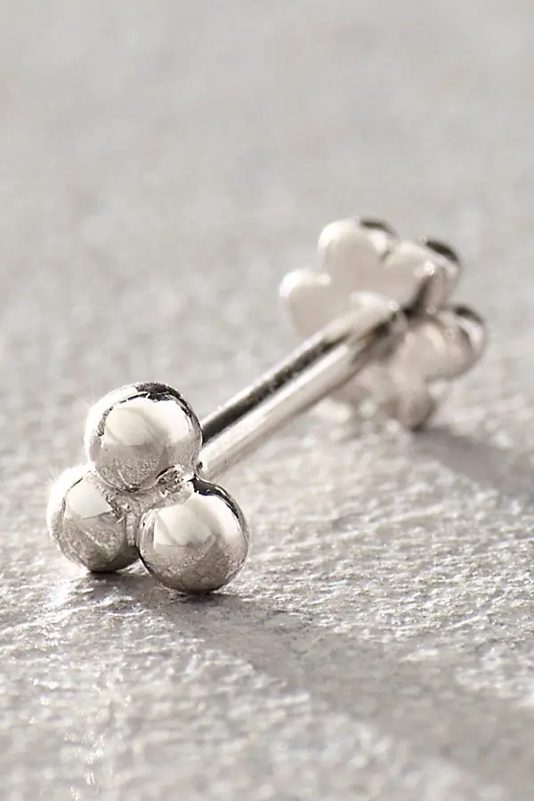 MARIA TASH Ball Trinity 3mm Stud Earring - White Gold