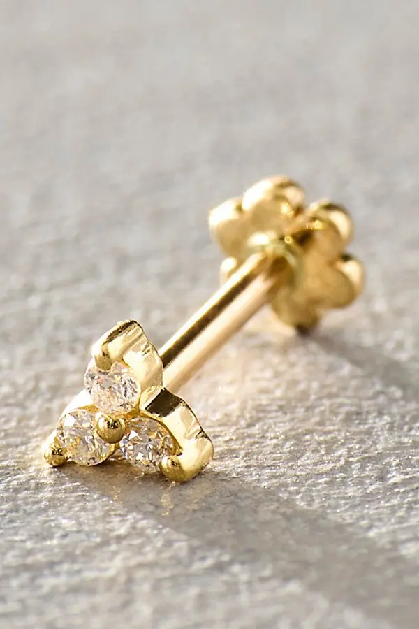 MARIA TASH Diamond Trinity 3mm Stud Earring - Gold