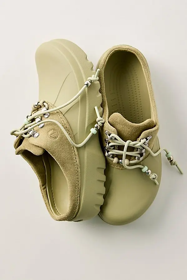 CROCS Axle Suede Mules - Tac Green