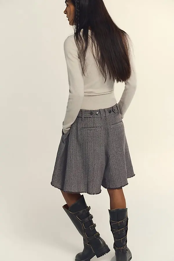 Free People We The Free Porter Trouser Shorts - Grey Combo