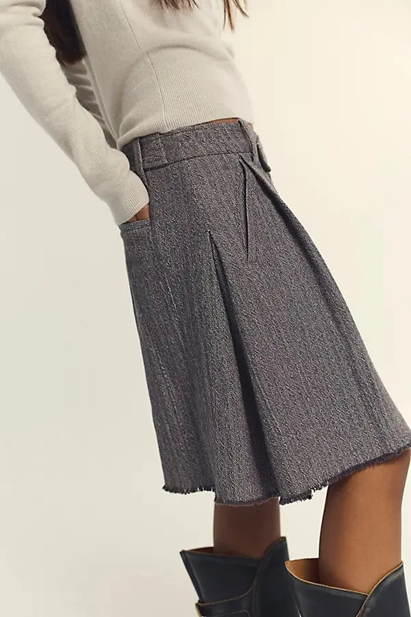 Free People We The Free Porter Trouser Shorts - Grey Combo
