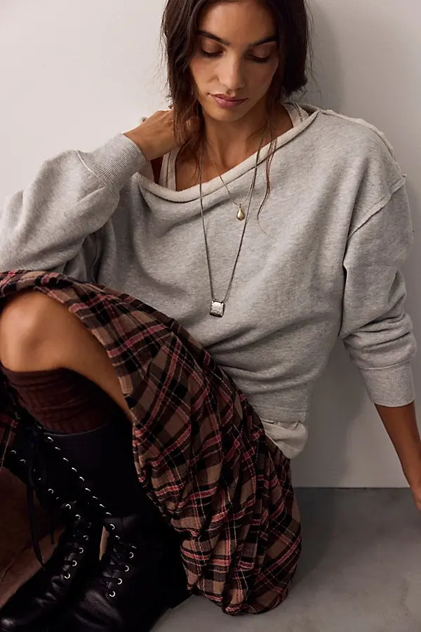 Free People Get It Twisted Sweatshirt - Heather Grey