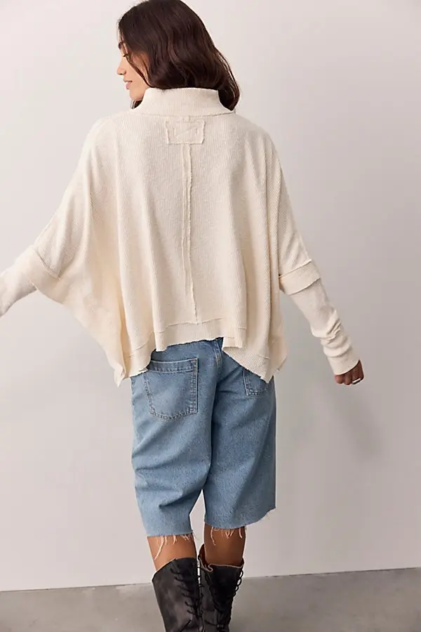 Free People We The Free Moon Daisy Turtle-neck Twofer - Sugar Swizzle