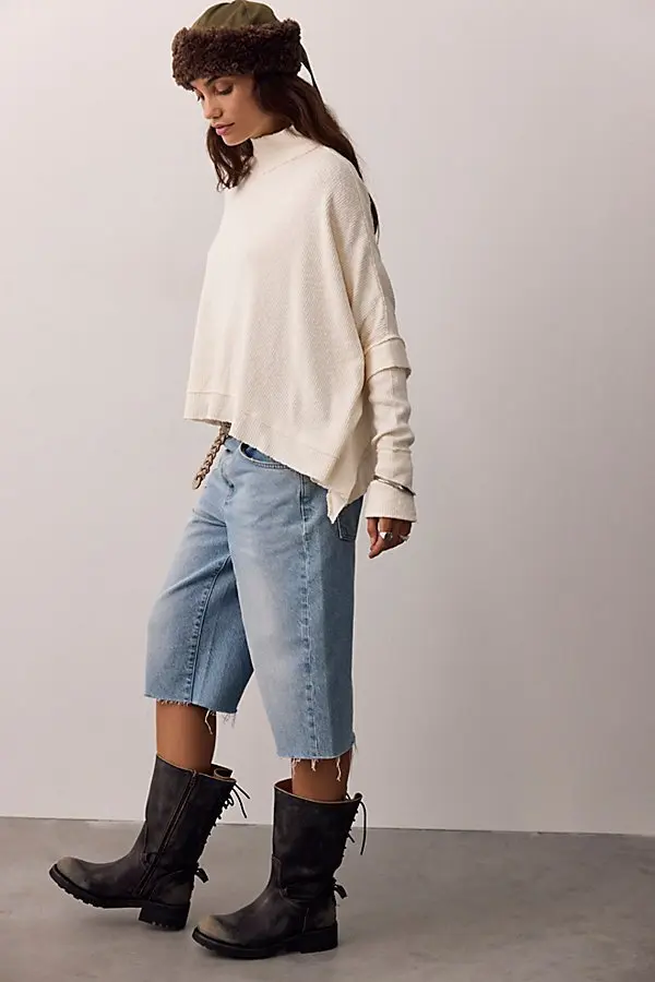 Free People We The Free Moon Daisy Turtle-neck Twofer - Sugar Swizzle