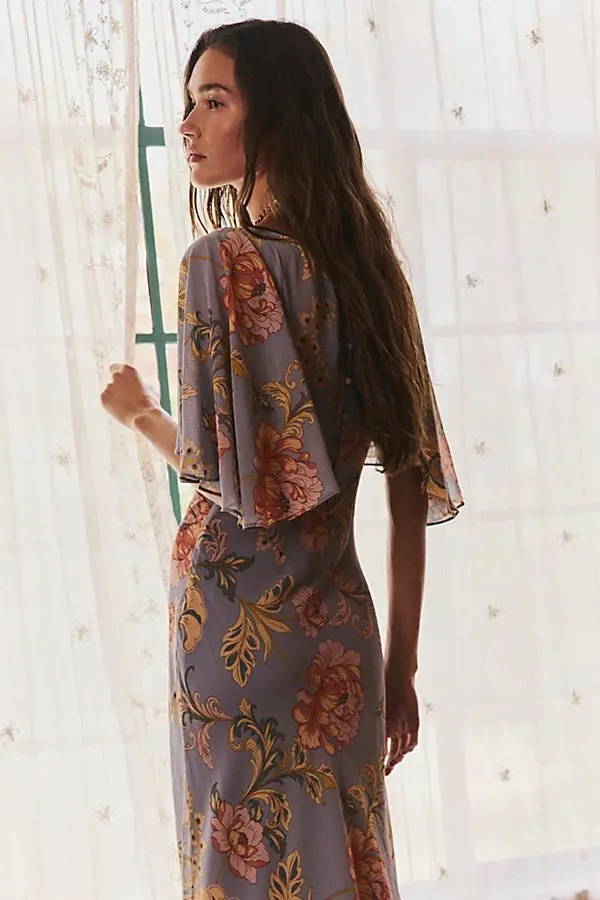 Free People Swan Song Printed Midi Dress