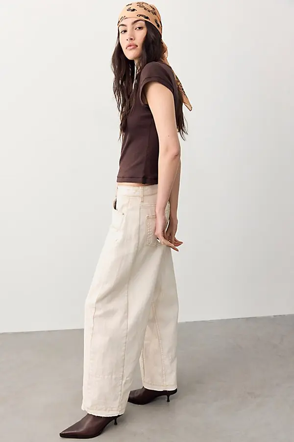 Free People We The Free Monroe Coated Wide-leg Jeans