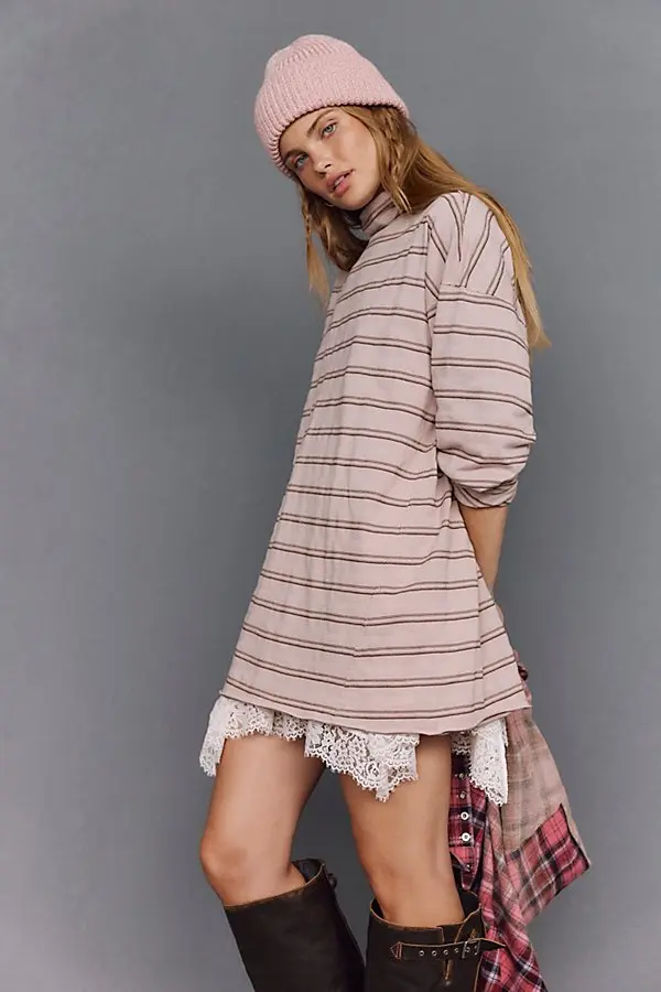 Free People We The Free Nevada Striped Tee - Mocha Combo