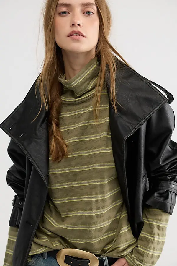 Free People We The Free Nevada Striped Tee - Pine Combo