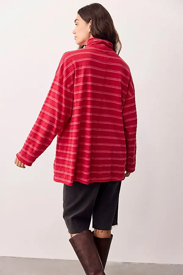 Free People Nevada Striped Long-sleeve Tee - Scarlet Combo