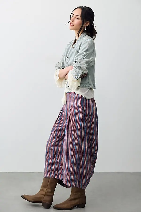 Free People Misty Haze Crop Pull-on Pants - Berry Combo