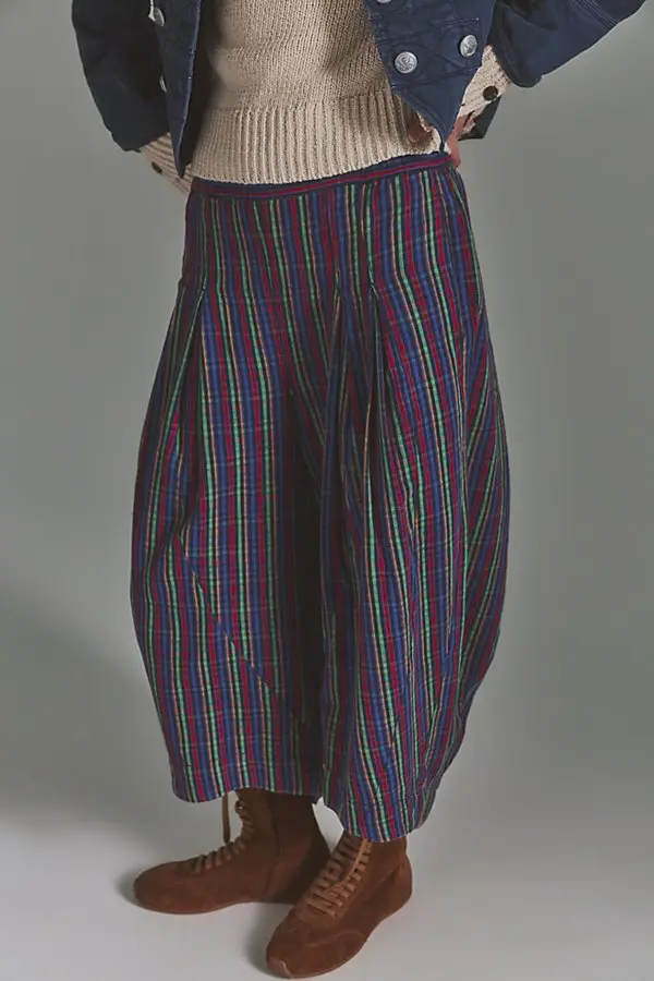 Free People Misty Haze Crop Pull-on Pants - Navy Combo