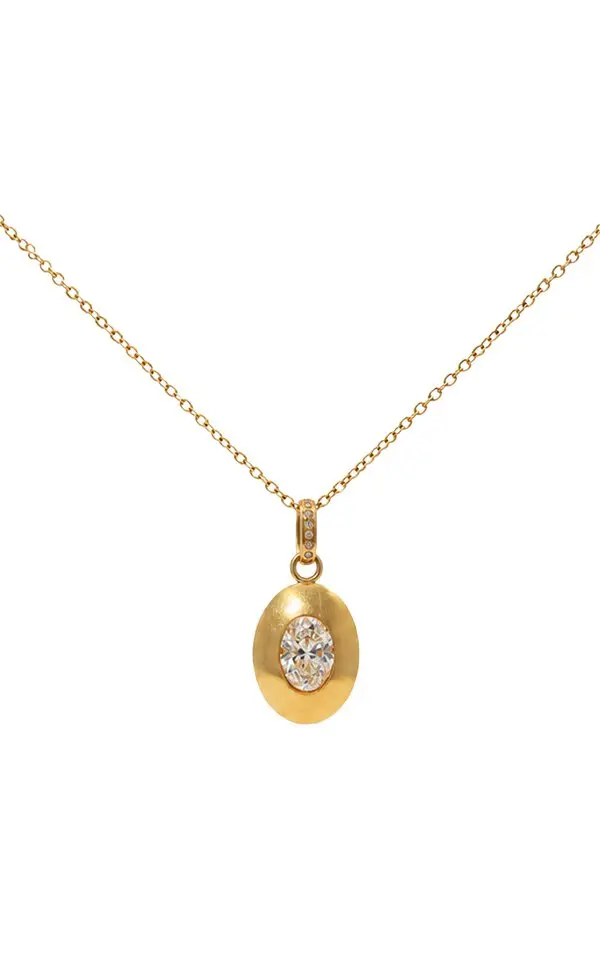 REINSTEIN ROSS 18k Yellow Chain, 20k Peach Pendant Duomo Oval Lab Diamond Necklace With Diamond Bail - Gold