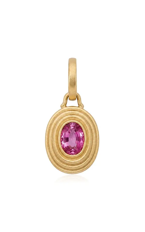REINSTEIN ROSS 20k Peach Oval Pink Sapphire Pendant - Gold