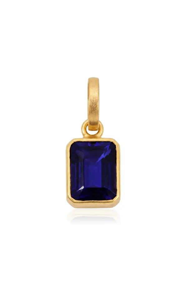 REINSTEIN ROSS 20k Peach Sonoma Emerald Cut Iolite Pendant