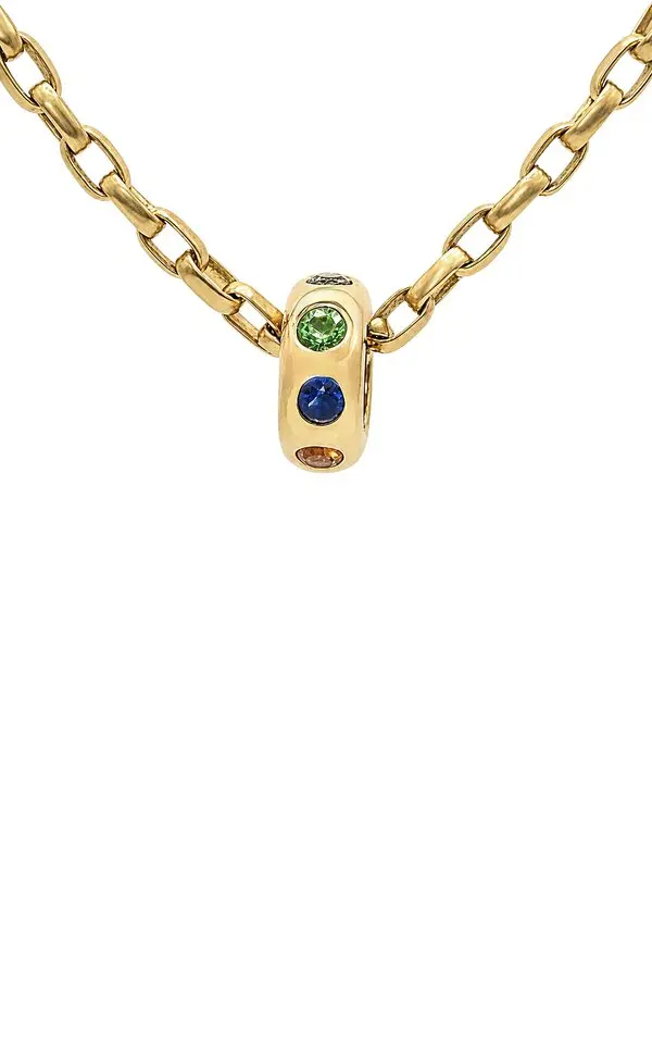 REINSTEIN ROSS 20k Peach Half Round Large Rondelle Multi Colored Sapphire Pendant