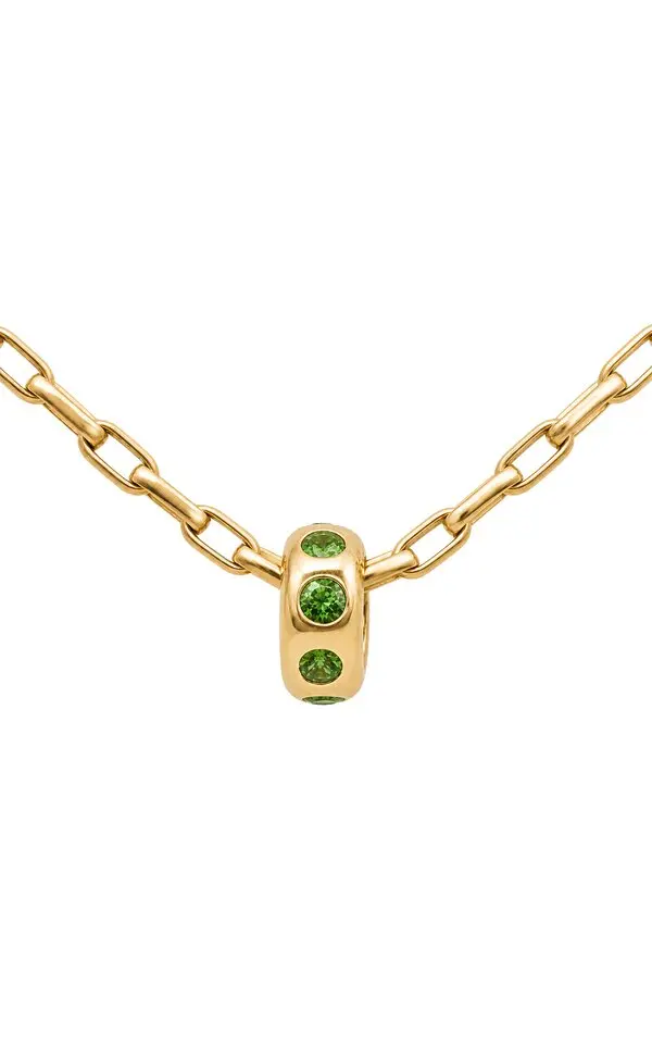 REINSTEIN ROSS 20k Peach Half Round Large Rondelle Green Tsavorite Pendant