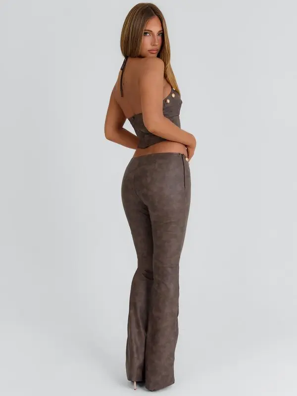 OUTCAST Kamaris Flared Pu Pants With Stud Detail