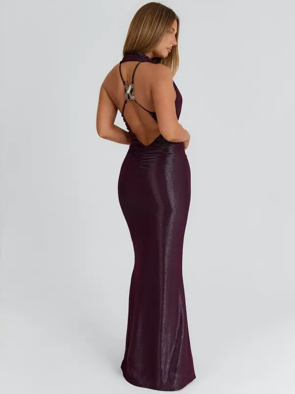 OUTCAST Britt Maxi Dress With Plunging Neckline And Cut-outs