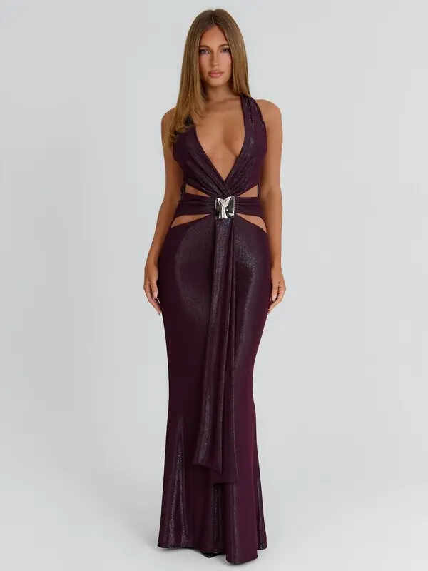 OUTCAST Britt Maxi Dress With Plunging Neckline And Cut-outs