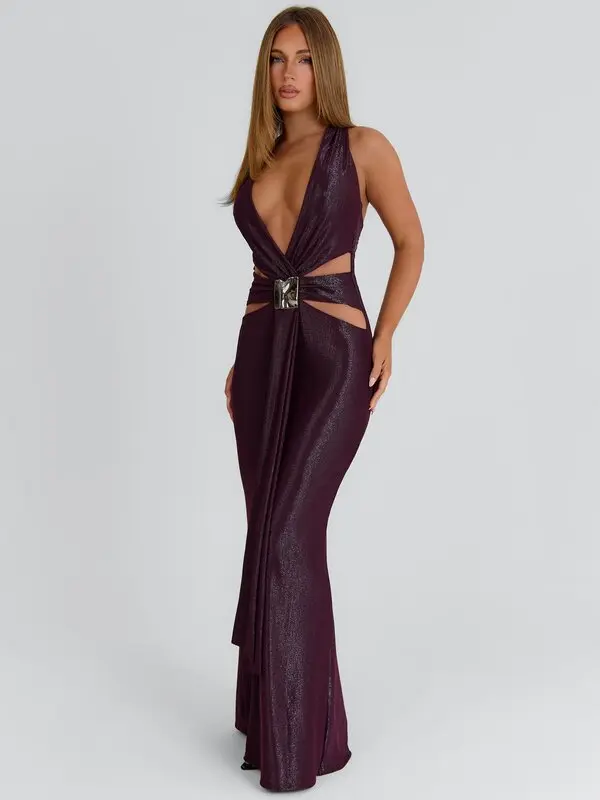 OUTCAST Britt Maxi Dress With Plunging Neckline And Cut-outs