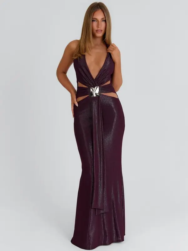 OUTCAST Britt Maxi Dress With Plunging Neckline And Cut-outs