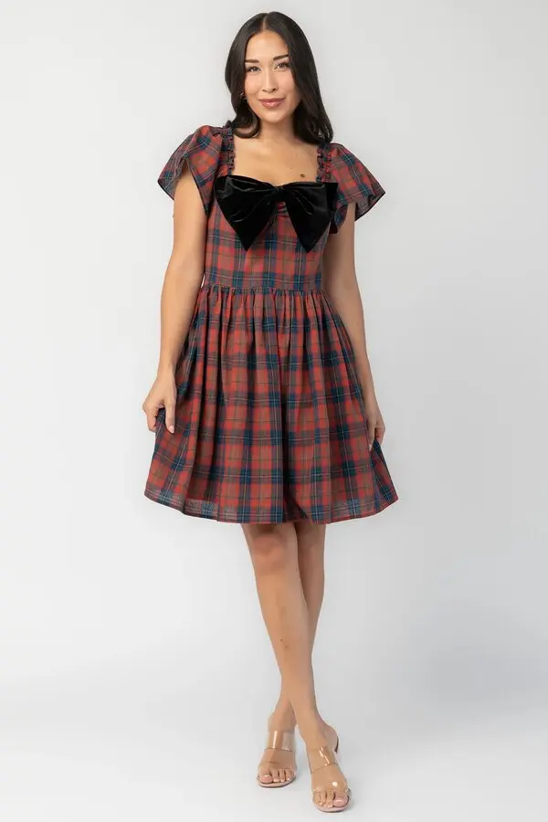 IN FEBRUARY Claudine Short Dress - Plaid Multi